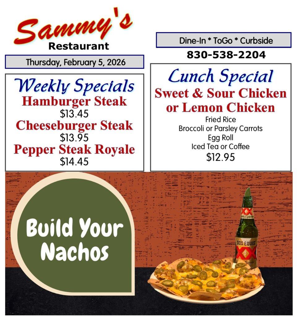 Sammy’s Thursday Specials – Sammy's Restaurant